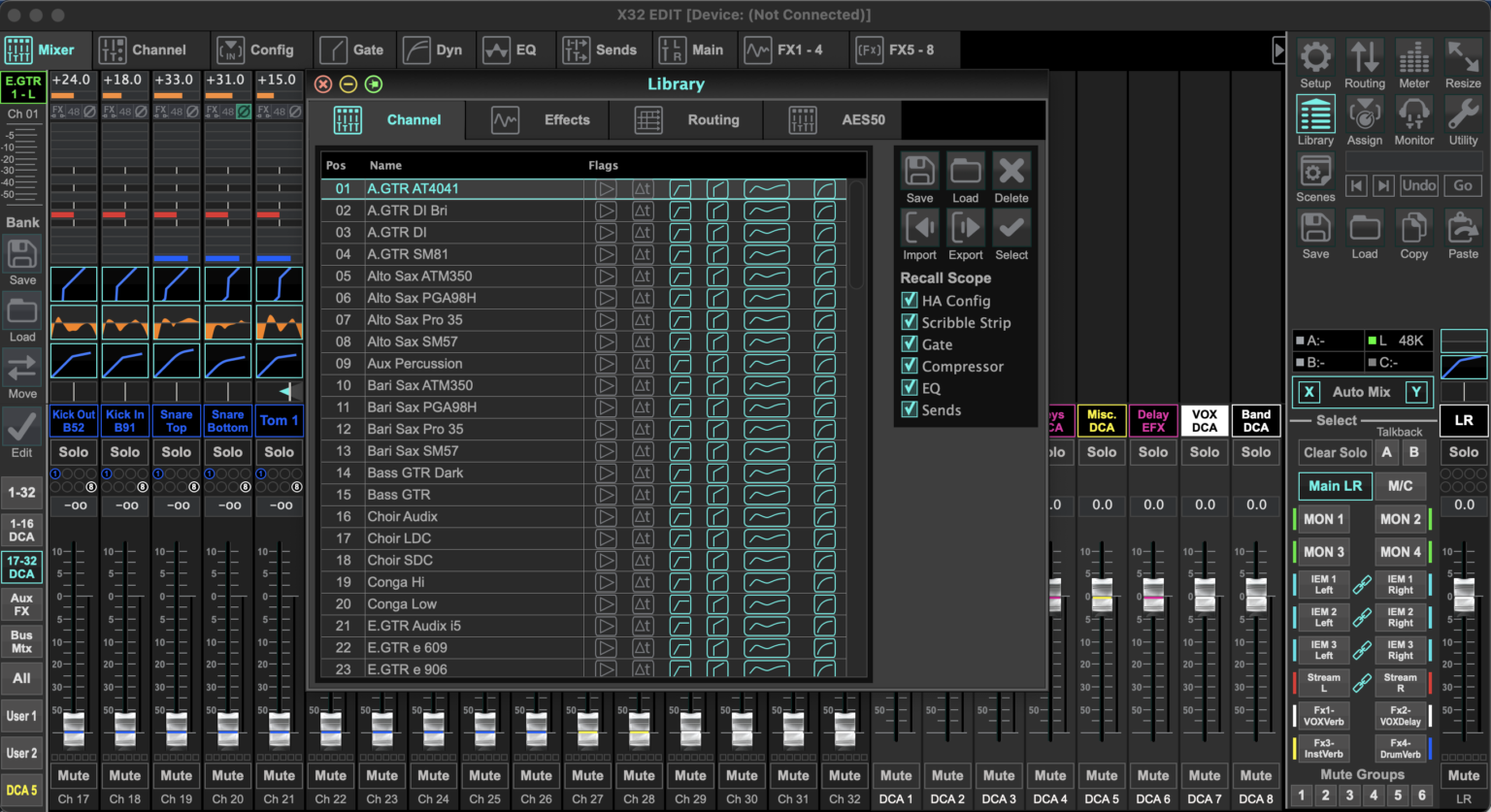 Channel Presets Library for the Behringer X32 & Midas M32