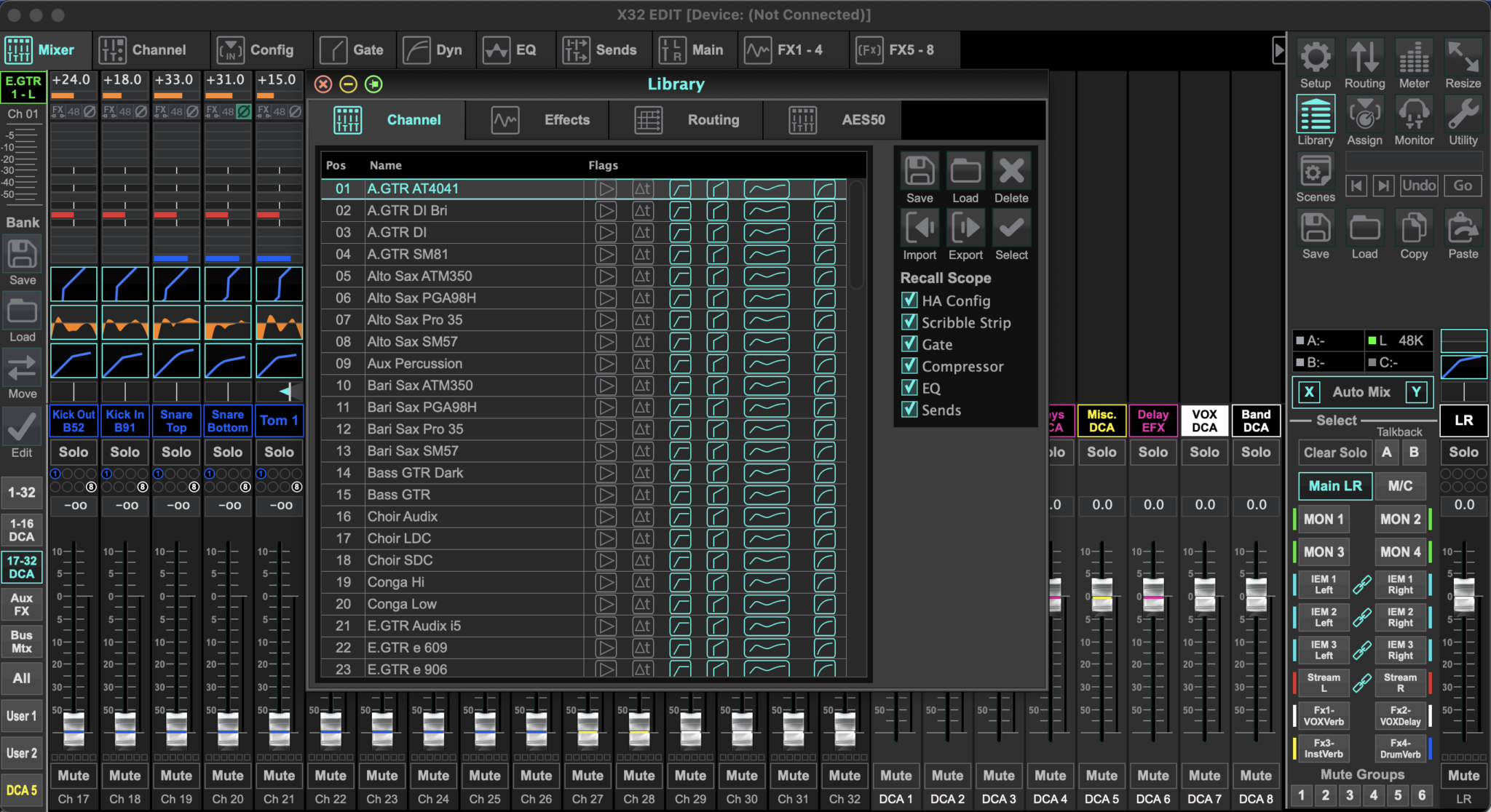Channel Presets Library for the Behringer X32 & Midas M32